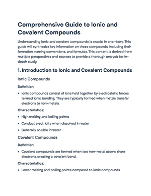 Understanding Chemical Reactions: Ionic Compounds and Acid-Base ...