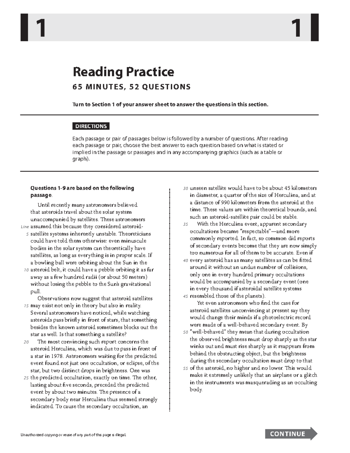 Reading Practice 5 Student Handout - Reading Practice Turn to Section 1 ...