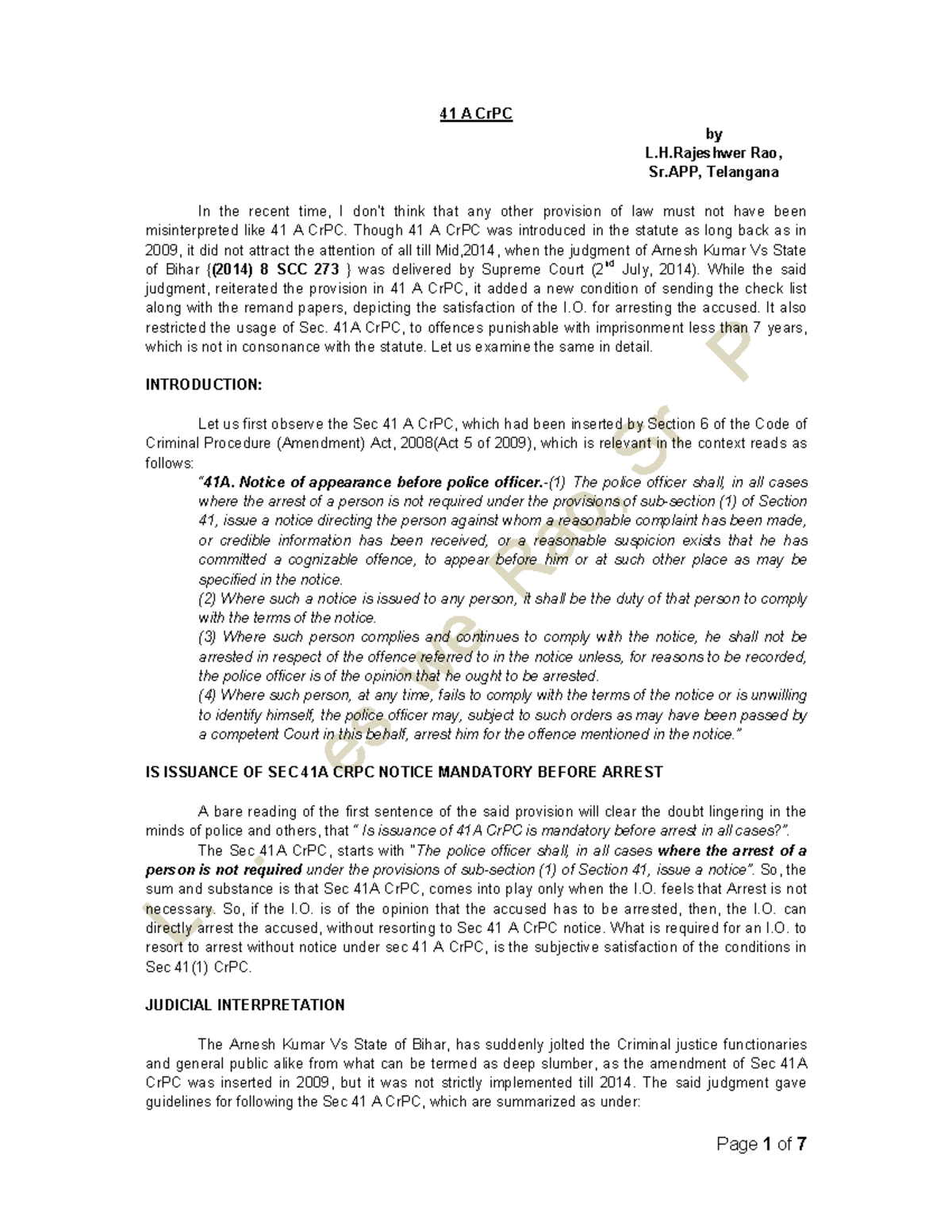 41 A CrPC: Analyzing Judicial Interpretation & Implementation ...