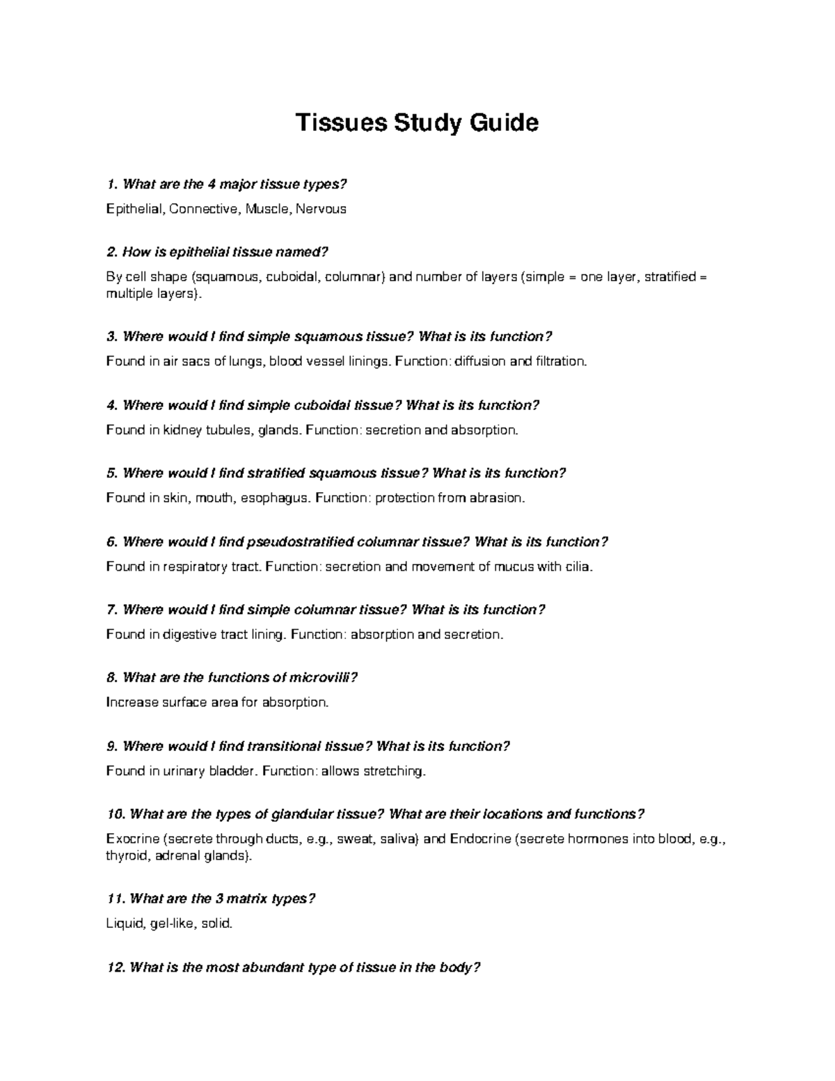 Anatomy & Physiology: Tissue Types Study Guide - Studocu