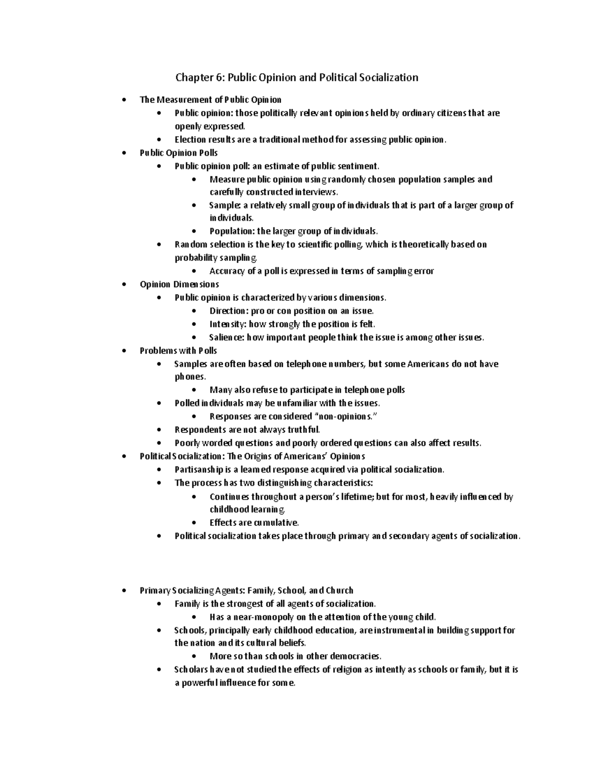 Chapter 6: Public Opinion & Political Socialization in US GOV - Studocu