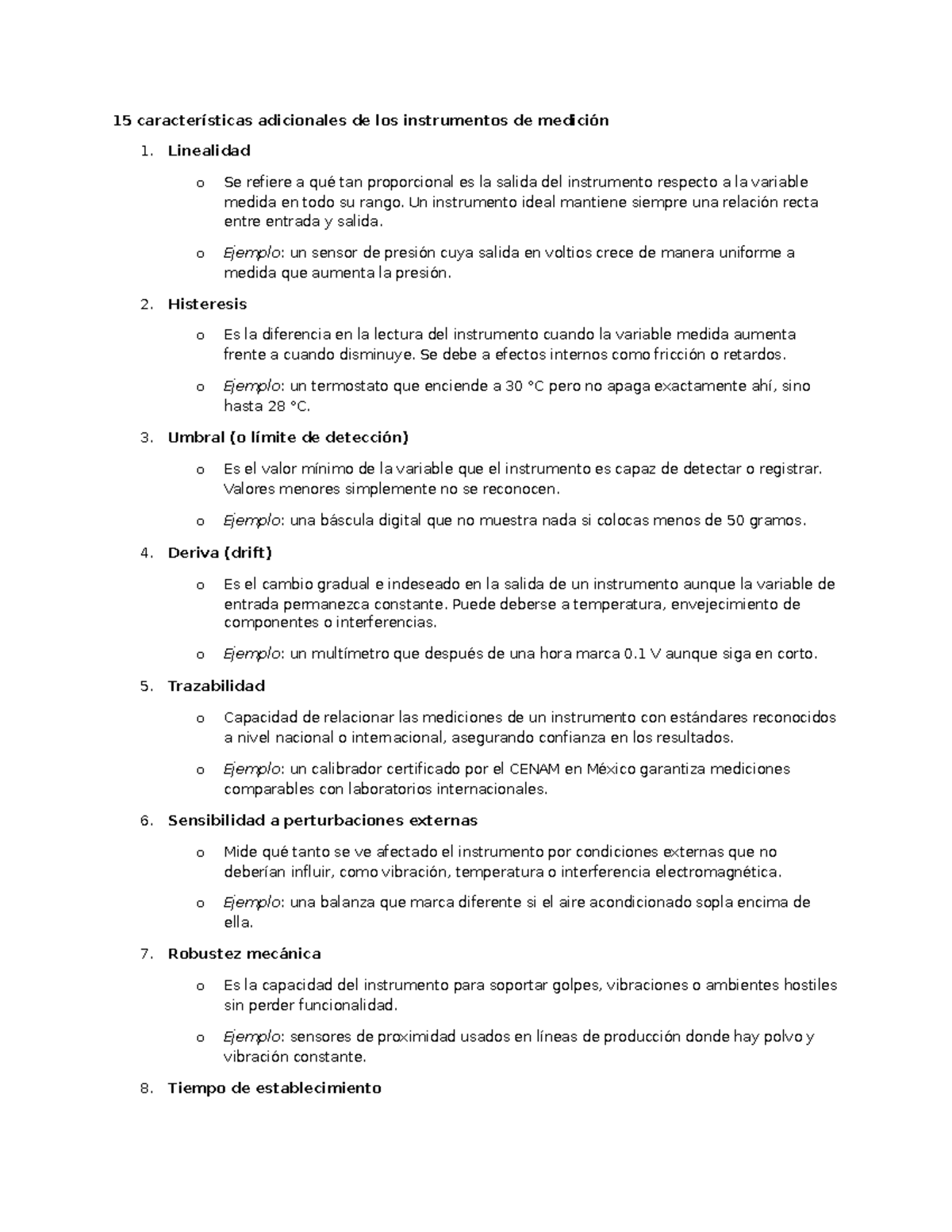 Características Adicionales de los Instrumentos de Medición - Studocu