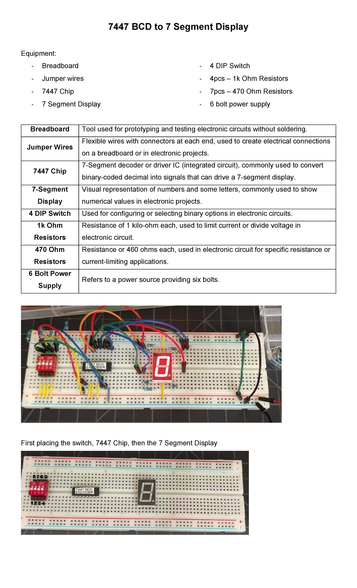 7447 Circuit Design: 7 Segment Display Setup Guide - Studocu