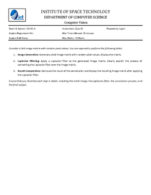 CV-Assignment 01 - ASsignment - INSTITUTE OF SPACE TECHNOLOGY ...