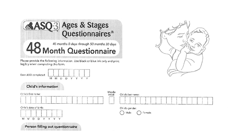ASQ 3 48-Month Child Assessment Questionnaire and Guidelines - Studocu