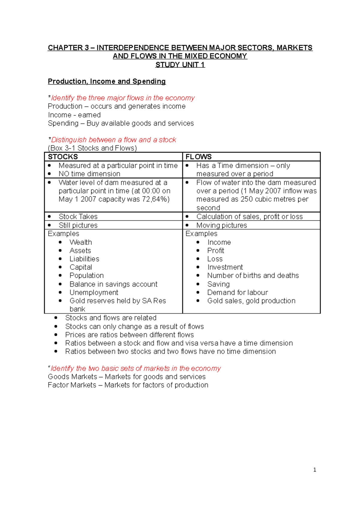 Units 1 to 11 - notes - CHAPTER 3 – INTERDEPENDENCE BETWEEN MAJOR ...