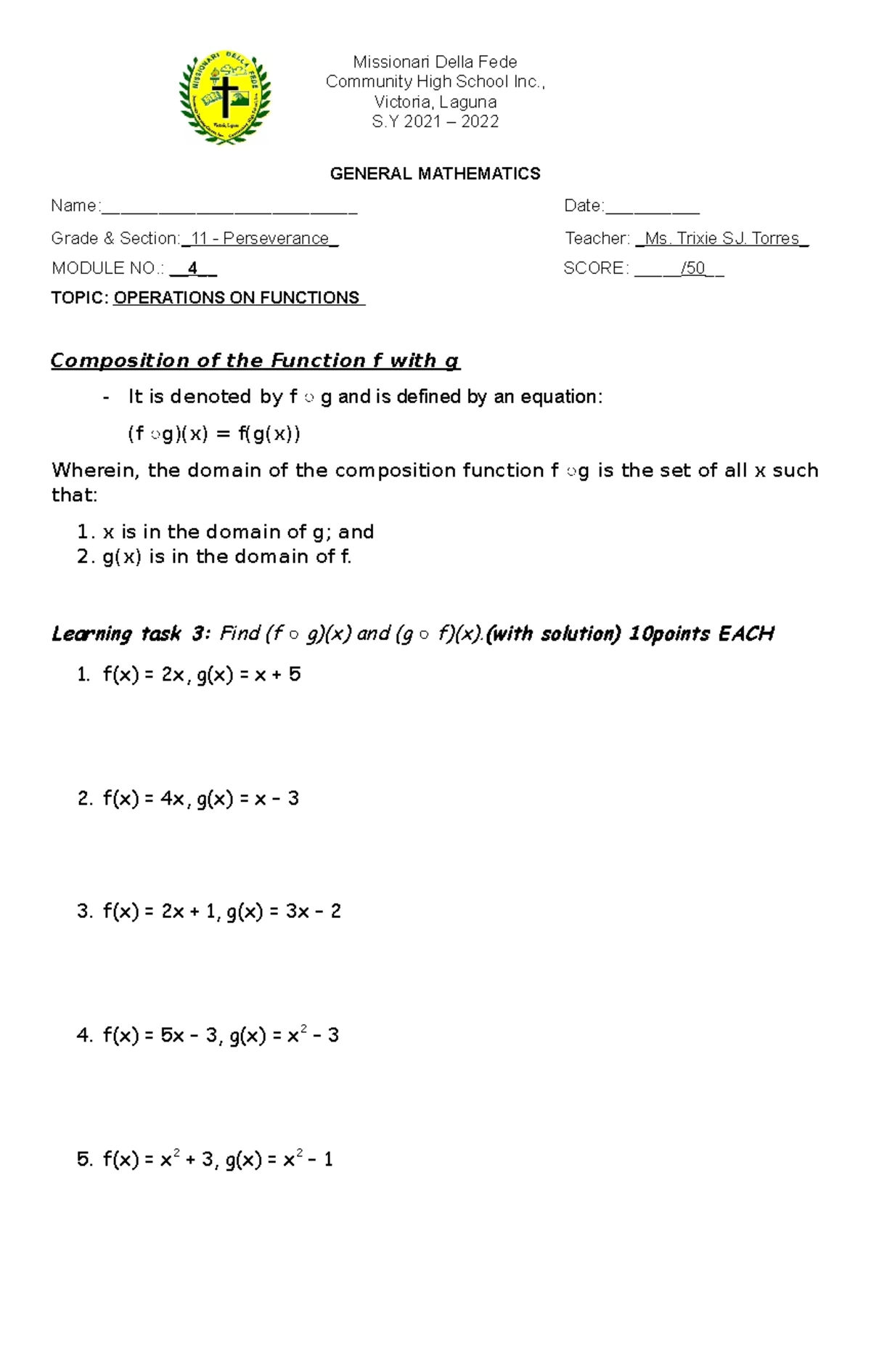 G11 Genmath Reviewer - Module for SHS - Missionari Della Fede Community ...