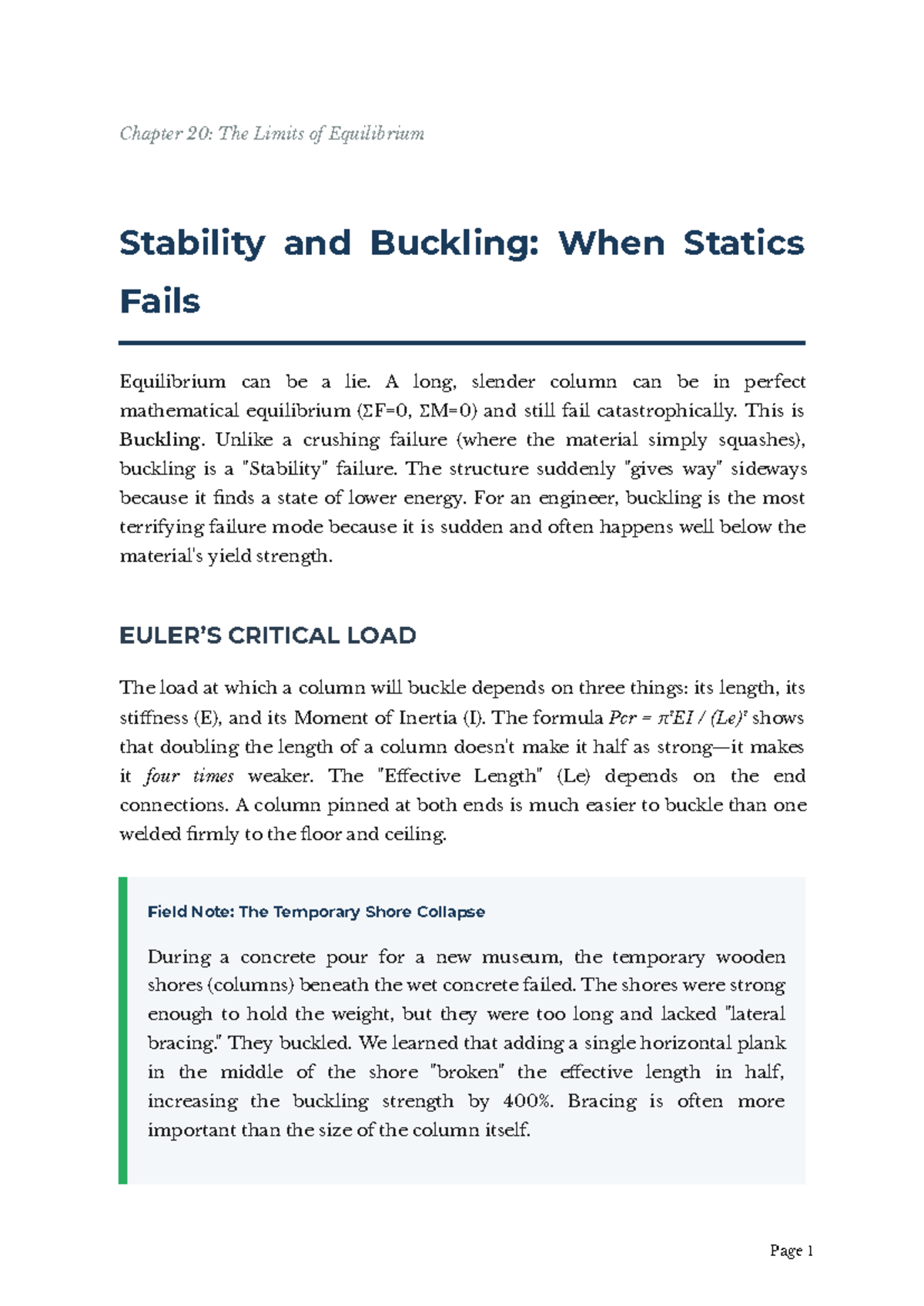 Mechanics Chapter 20: Stability and Buckling - When Statics Fails - Studocu
