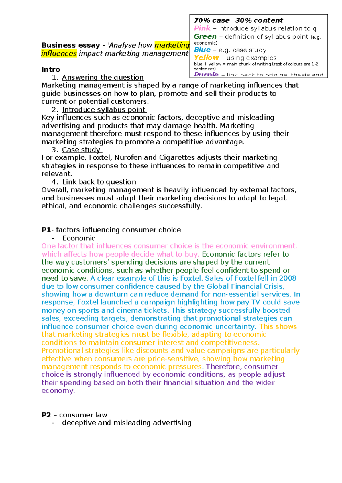 BUS 101: Marketing Management Essay - Influences on Strategies - Studocu