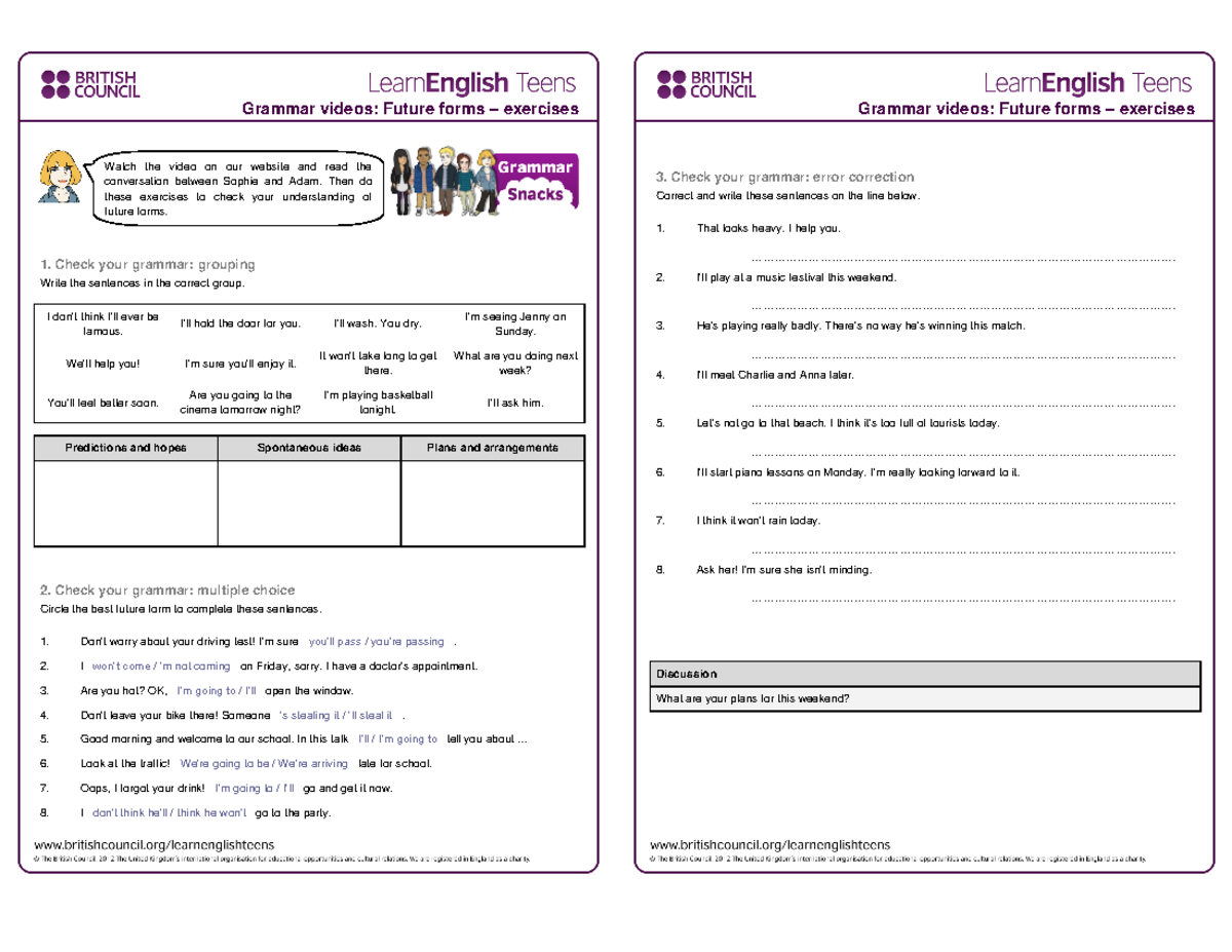 Future Will Exercise Practice Grammar Videos Future Forms