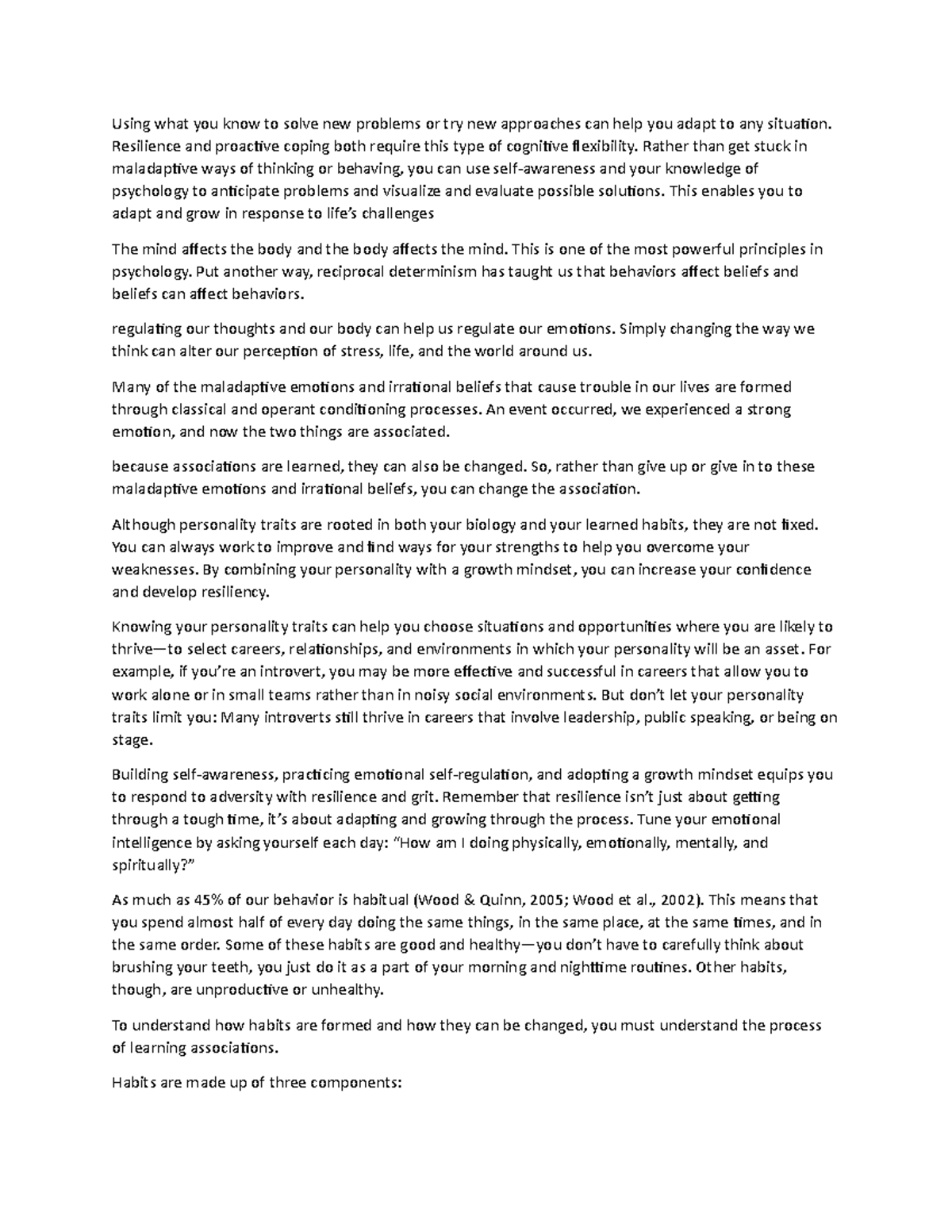 PSY-108 Module 7: Resilience, Habits, and Emotional Intelligence Notes ...