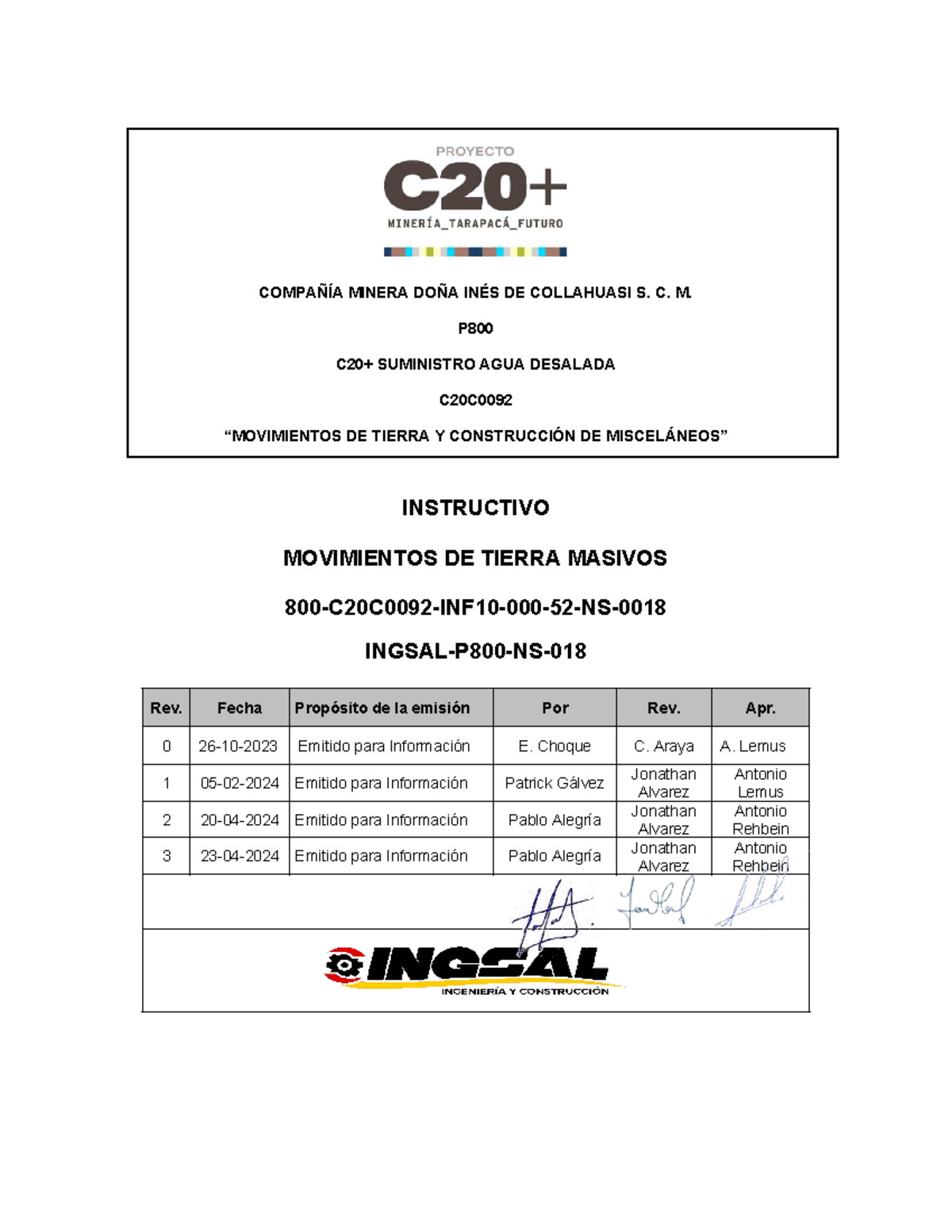 Instructivo de Movimiento de Tierra Masivos Rev. 3 - CMDIC P800 - Studocu