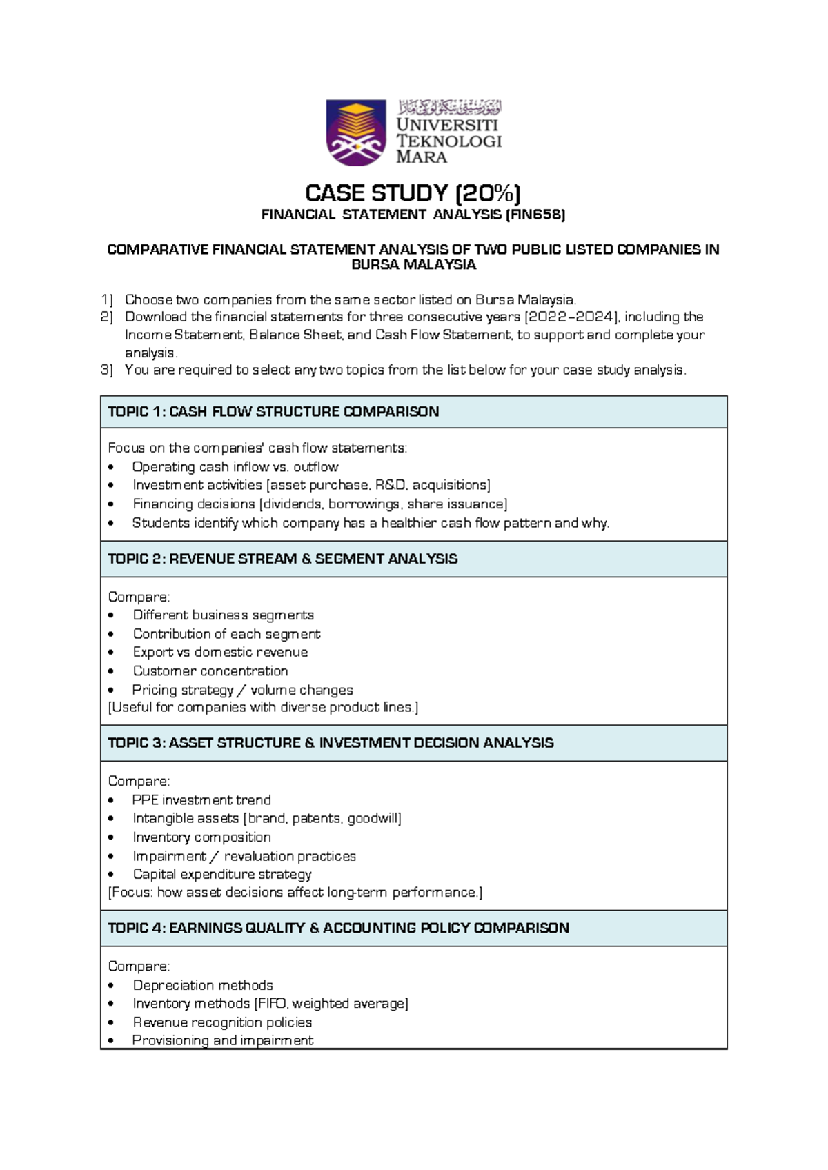 CASE STUDY FIN658: Comparative Financial Statement Analysis of Two ...