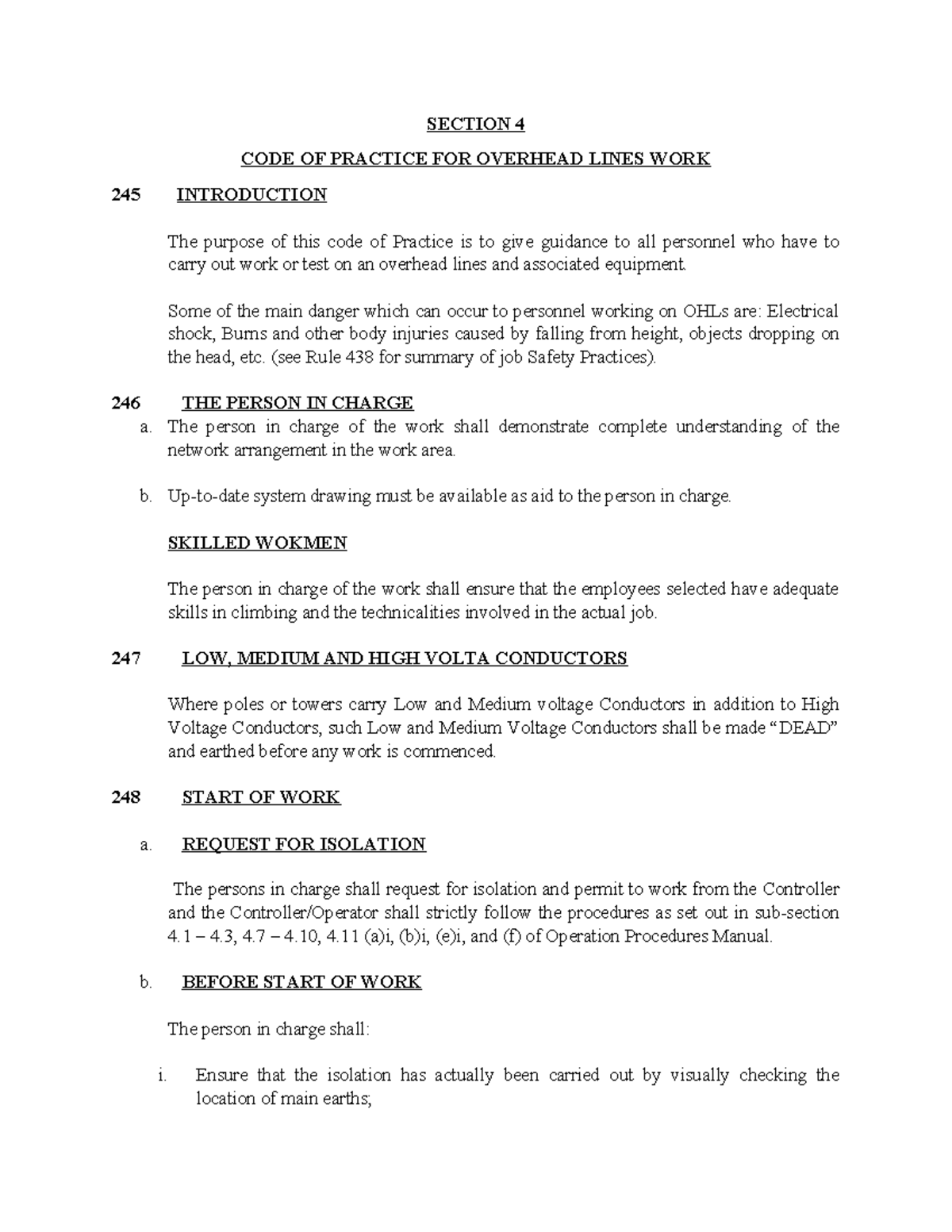 Code of Practice for Overhead Lines Work (OHL) - Safety Guidelines ...