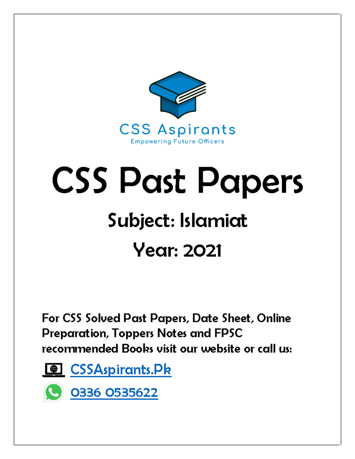 Islamiat CSS 2021 Past Paper Analysis and Study Notes - Studocu
