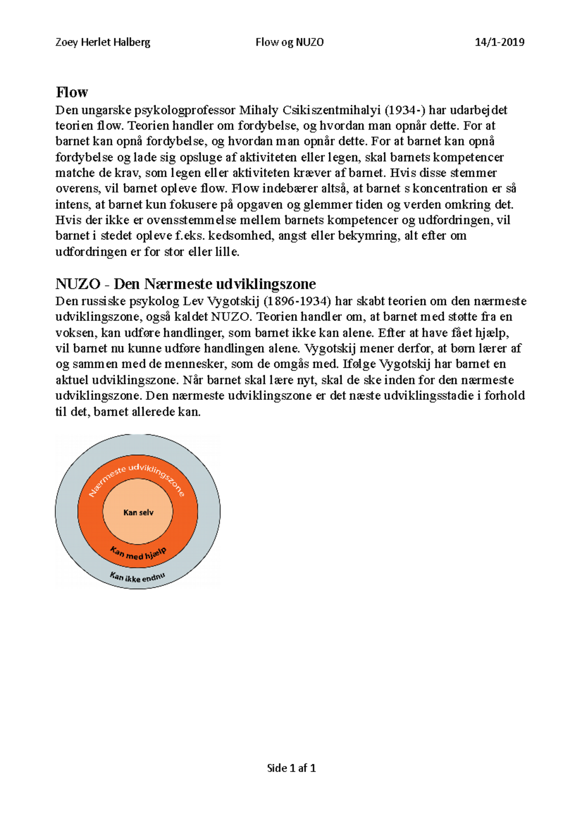 Flow og NUZO: Teorier om Fordybelse og Nærmeste Udviklingszone - Studocu