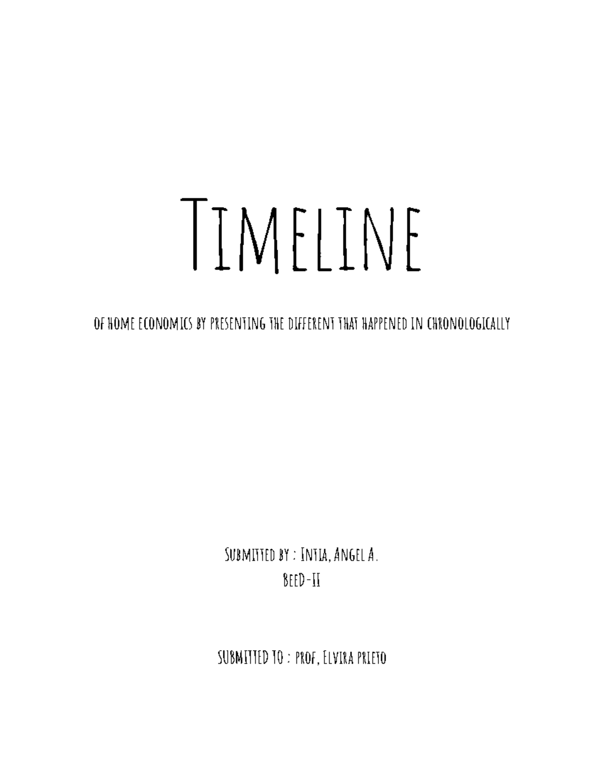 Timeline of Home Economics Events (HE 101) - Studocu