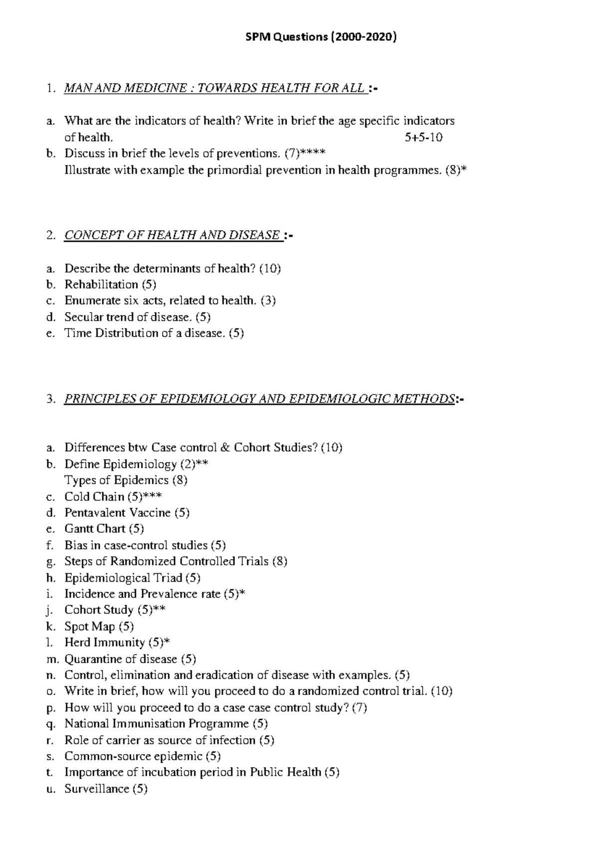 SPM Questions: Key Topics and Issues in Public Health (2000-2020) - Studocu