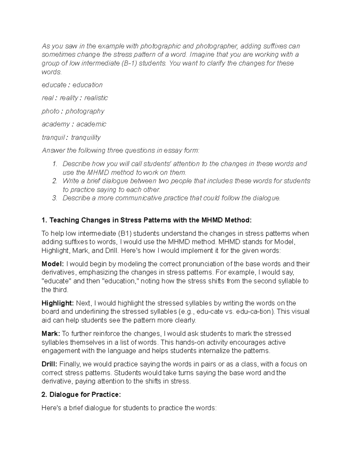 Module 11.1 Assignment: Teaching Word Stress Patterns with MHMD Method ...