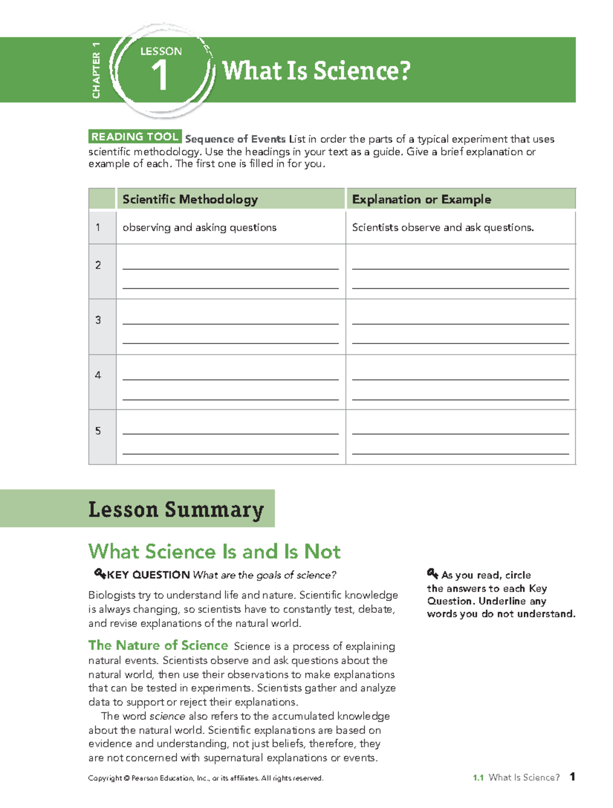 BIO CH01 Foundations - ttrhty - CHAPTER 1 What Is Science? LESSON 1 ...