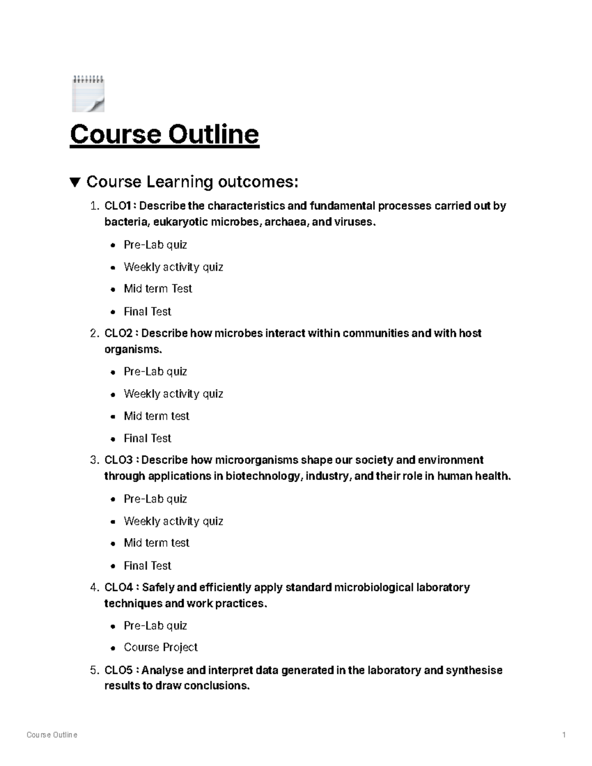 MICR2011 Course Outline: Key Learning Outcomes and Structure - Studocu