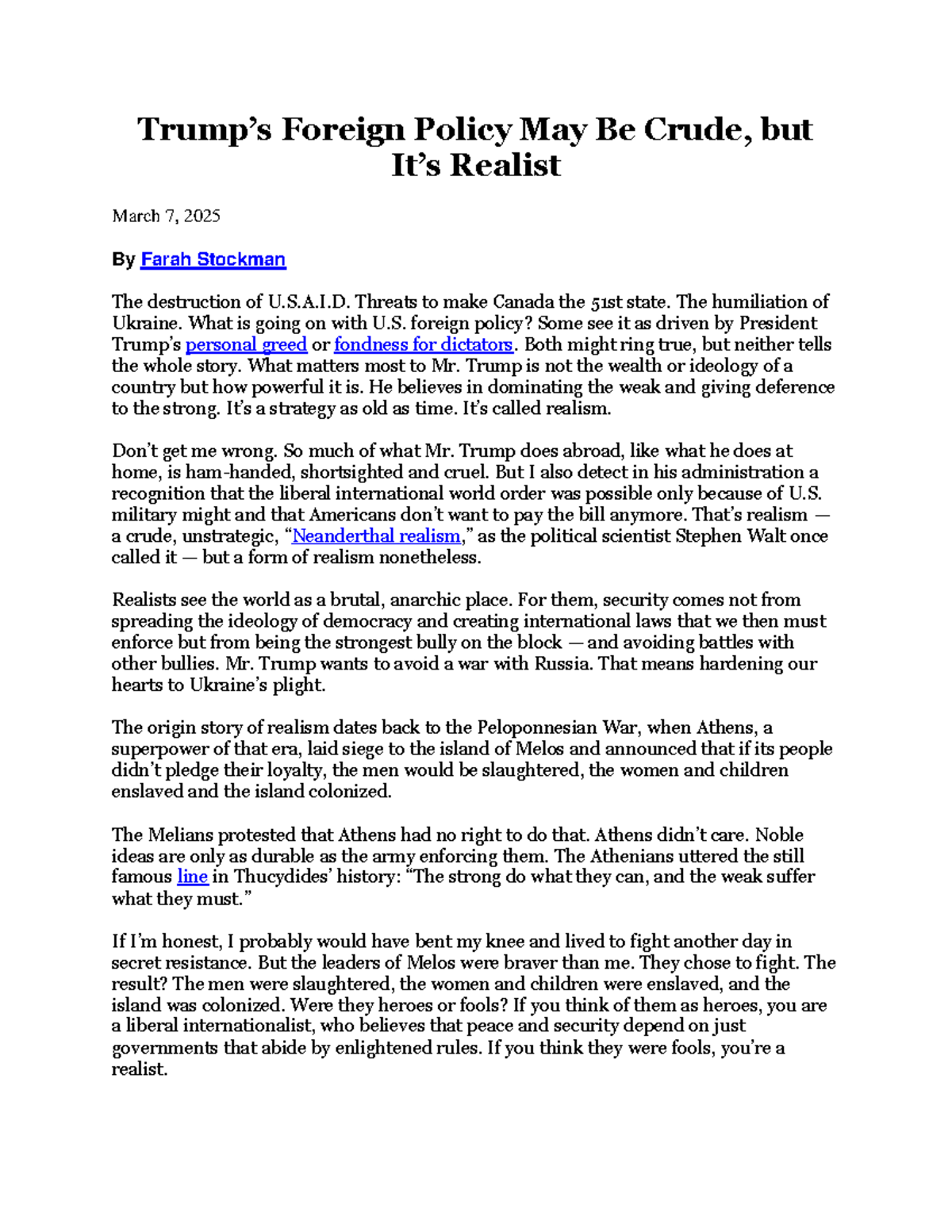 Trump's Foreign Policy: A Dive into Realism and Its Implications - Studocu