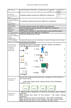 COT English 2 Q3 - Lesson plan - Republic of the Philippines Department ...