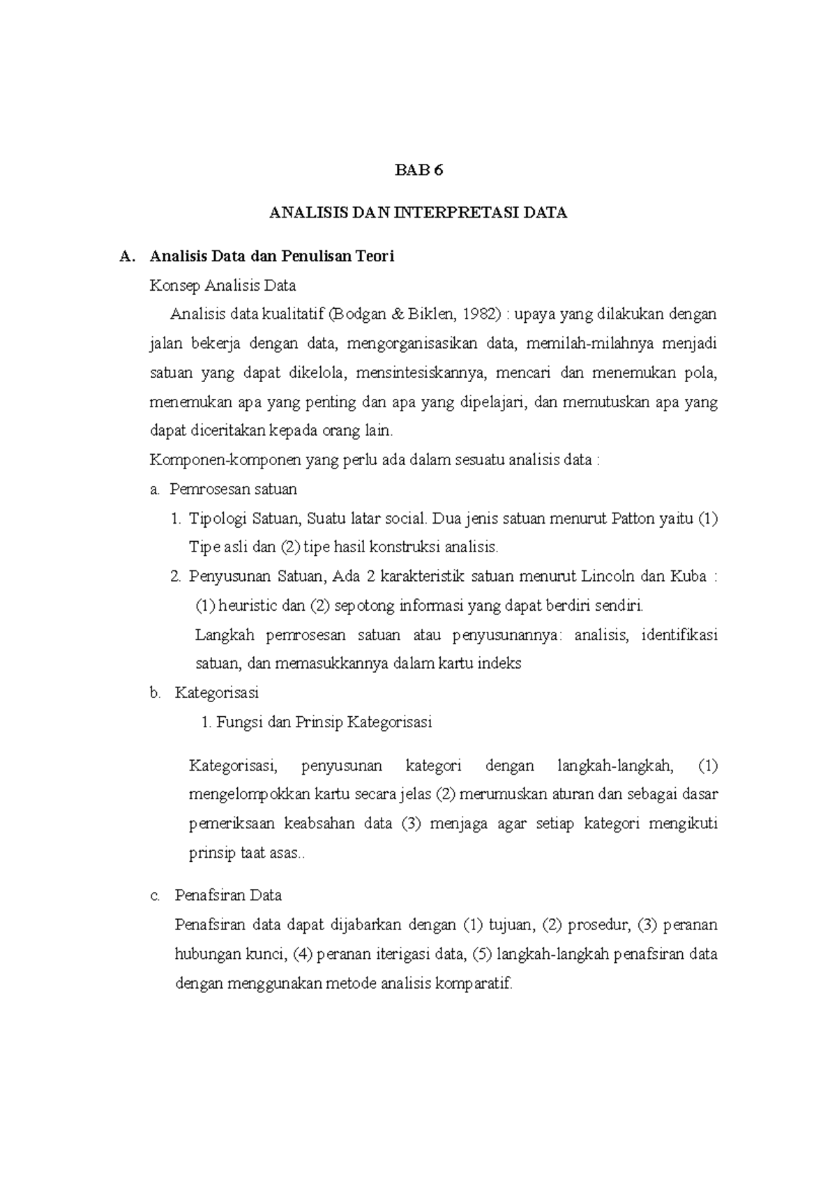 Analisis dan Interpretasi Data Kualitatif: BAB 6 - Studocu