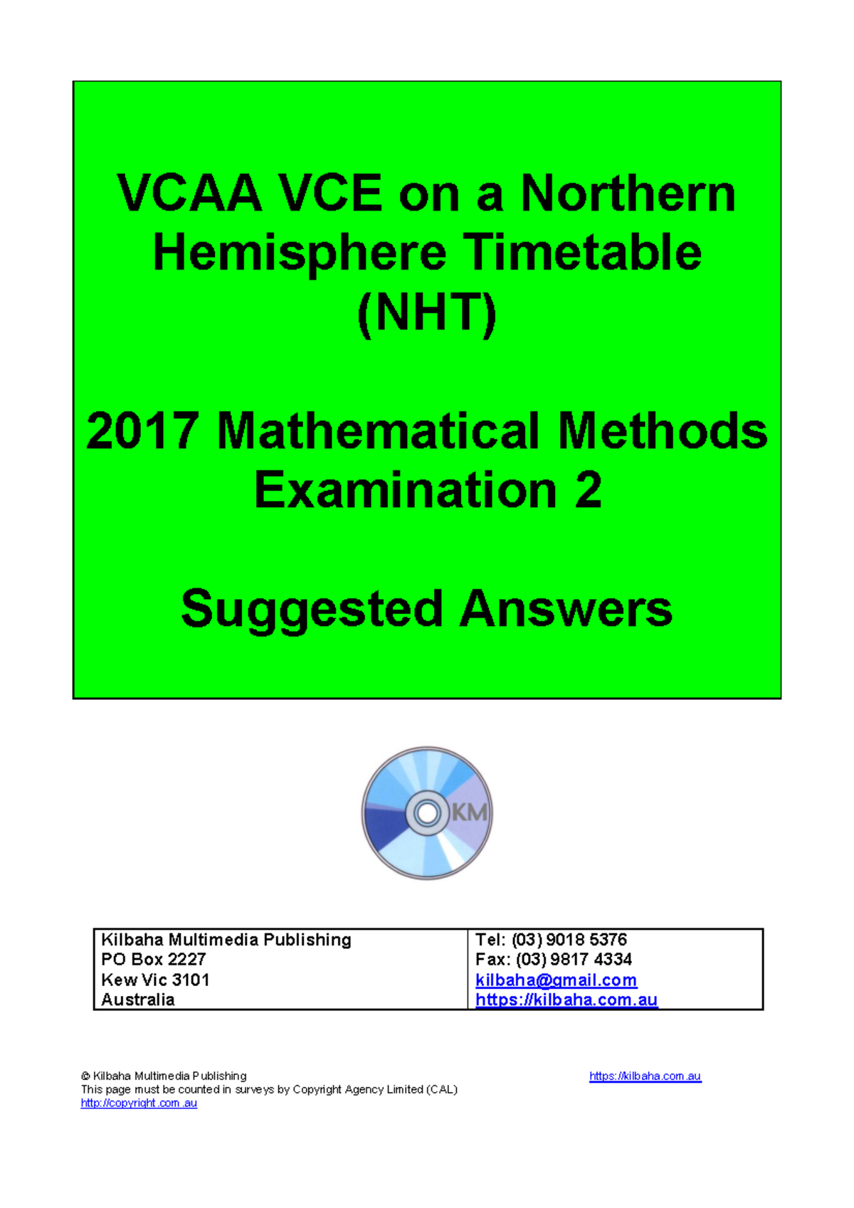 2017 VCAA VCE NHT Mathematical Methods Exam 2 Solutions - Studocu