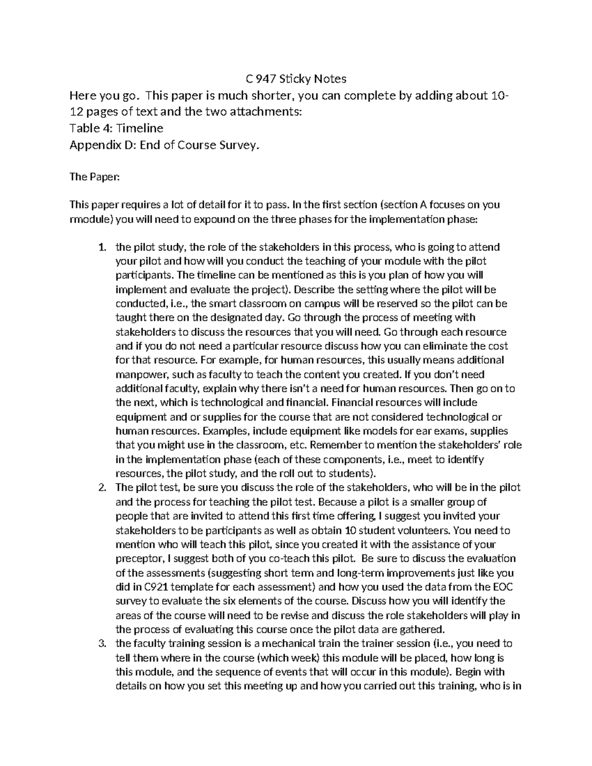 C947 Helpful notes and Tips by CI Pat Alpert - C 947 Sticky Notes Here ...