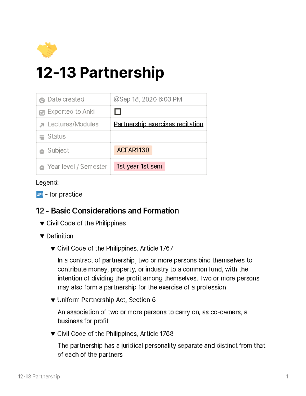 12-13 Partnership Overview: Key Concepts and Considerations - Studocu