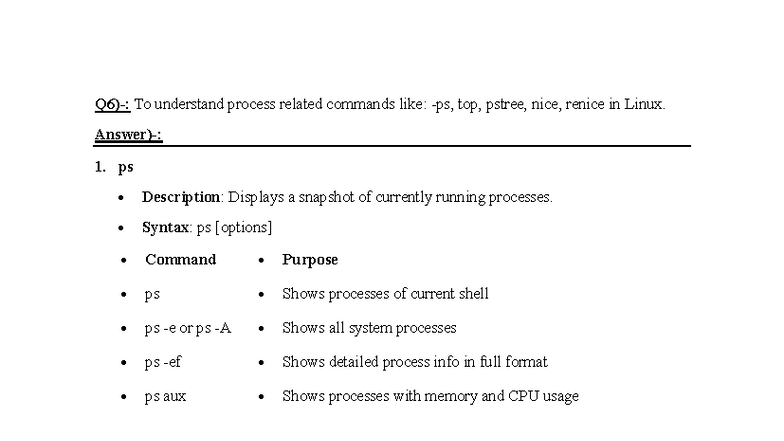 Linux Process Commands & File Permissions Overview (Q6-Q10) - Studocu