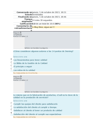 Examen semana 5 normas y control de calidad - Tipo de instrumentos utilizados para comparar y ...