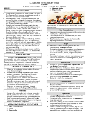 Module 1 - The Contemporary World - MODULE 1: THE CONTEMPORARY WORLD ...