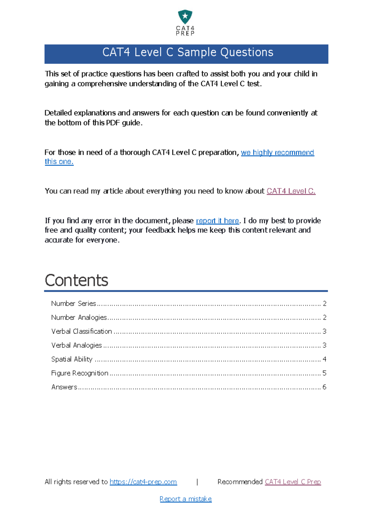 CAT4 Level C Practice Questions with Detailed Answers - Studocu