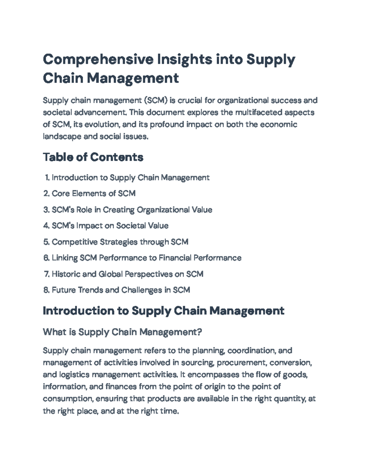 Comprehensive Overview of Supply Chain Management (SCM) Strategies - Comprehensive Insights into ...