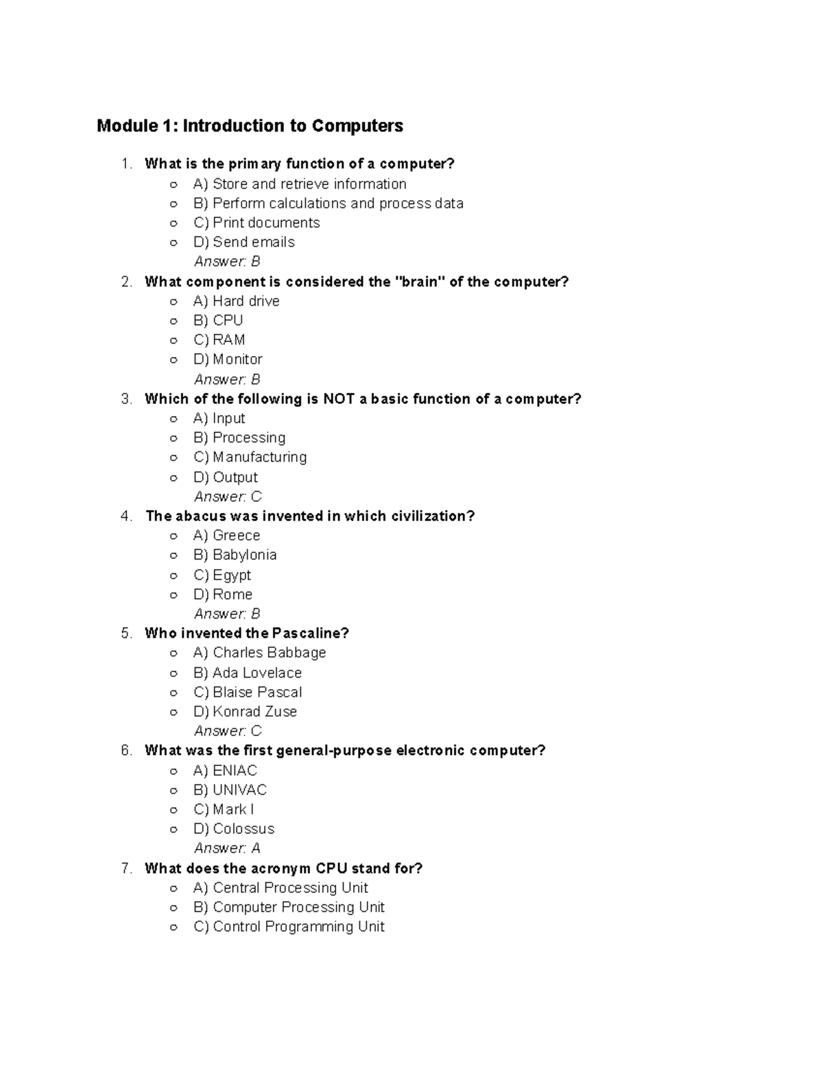 Cramming- Reviewer - Notes - Module 1: Introduction to Computers What ...