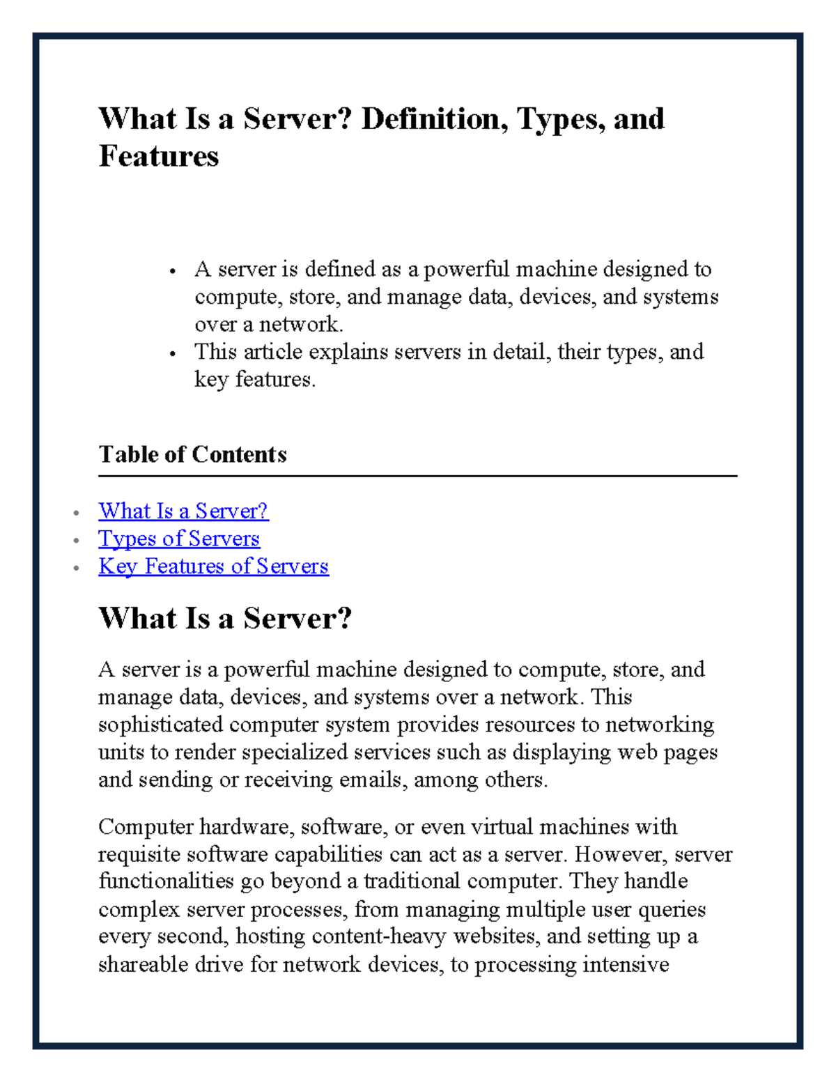 What Is a Server? Definition, Types, and Key Features Explained - Studocu