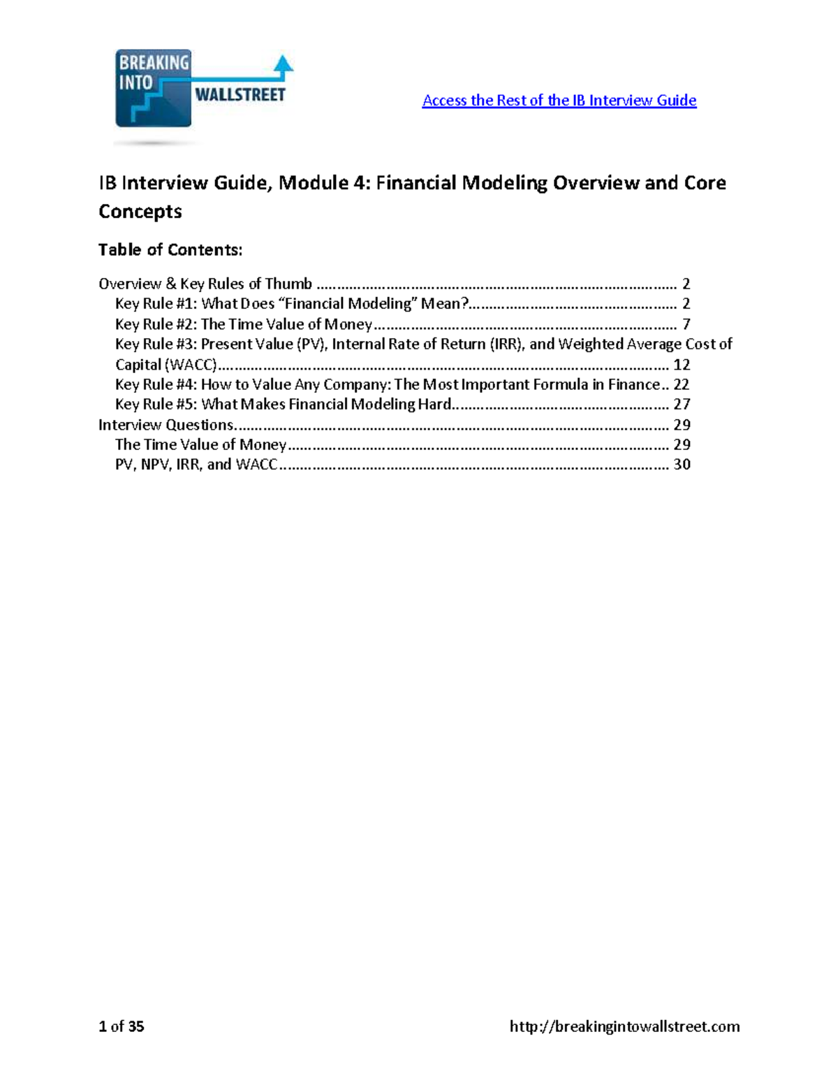 IB Interview Guide: Module 4 - Financial Modeling Essentials - Studocu