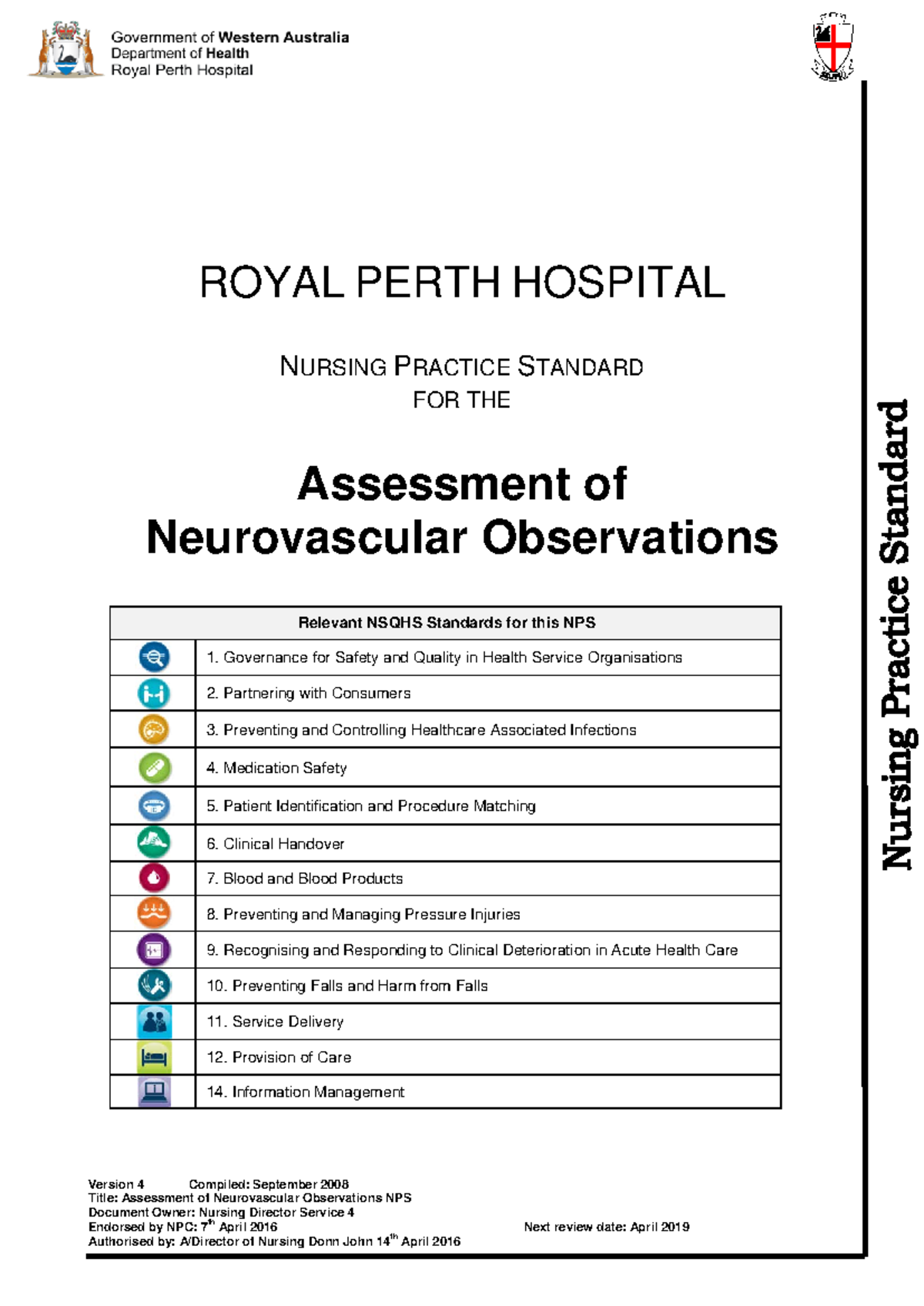Assessment of Neurovascular Observations: NPS 2016 v4 Guidelines - Studocu