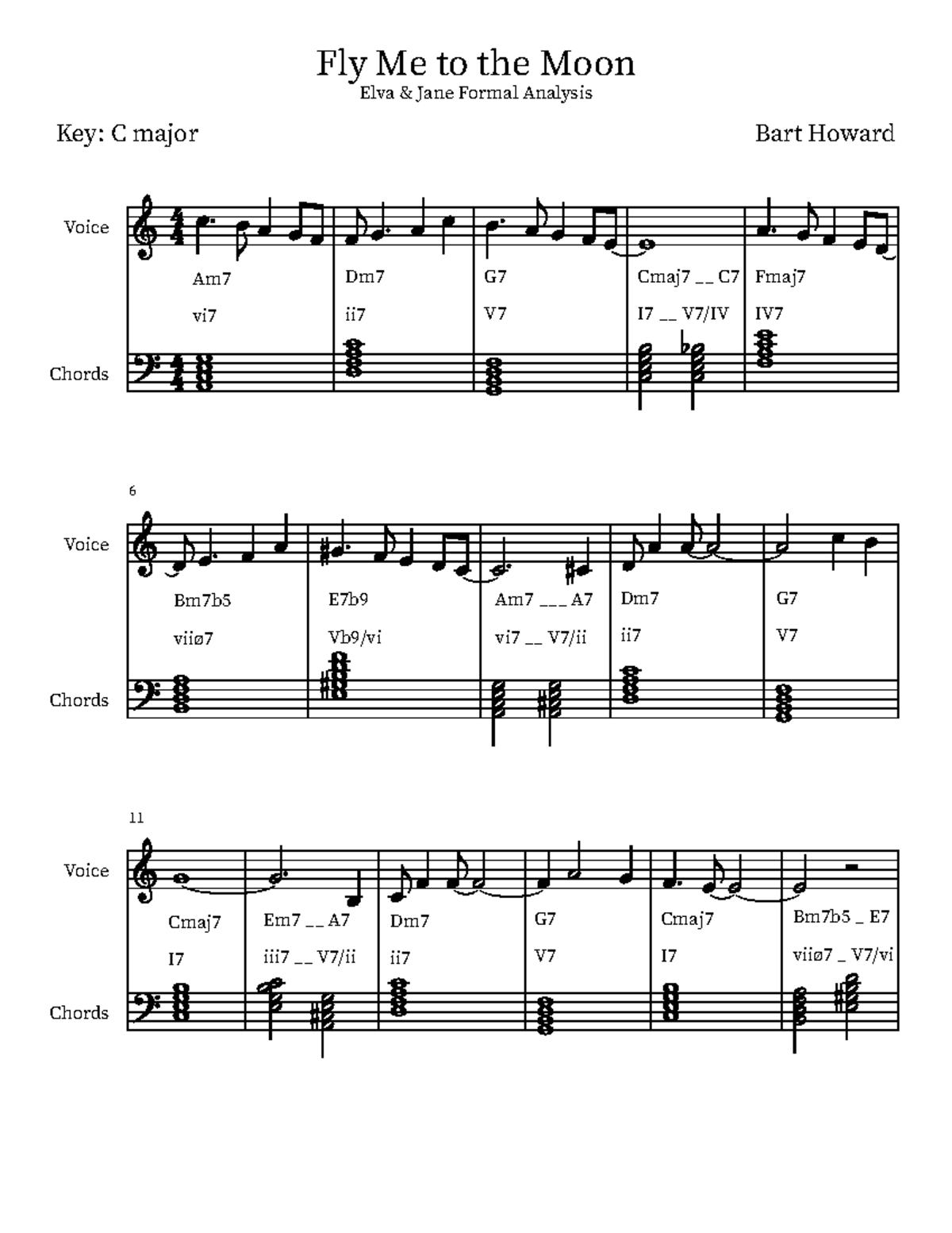 Fly Me to the Moon - Music Sheet Analysis (C Major) - Studocu