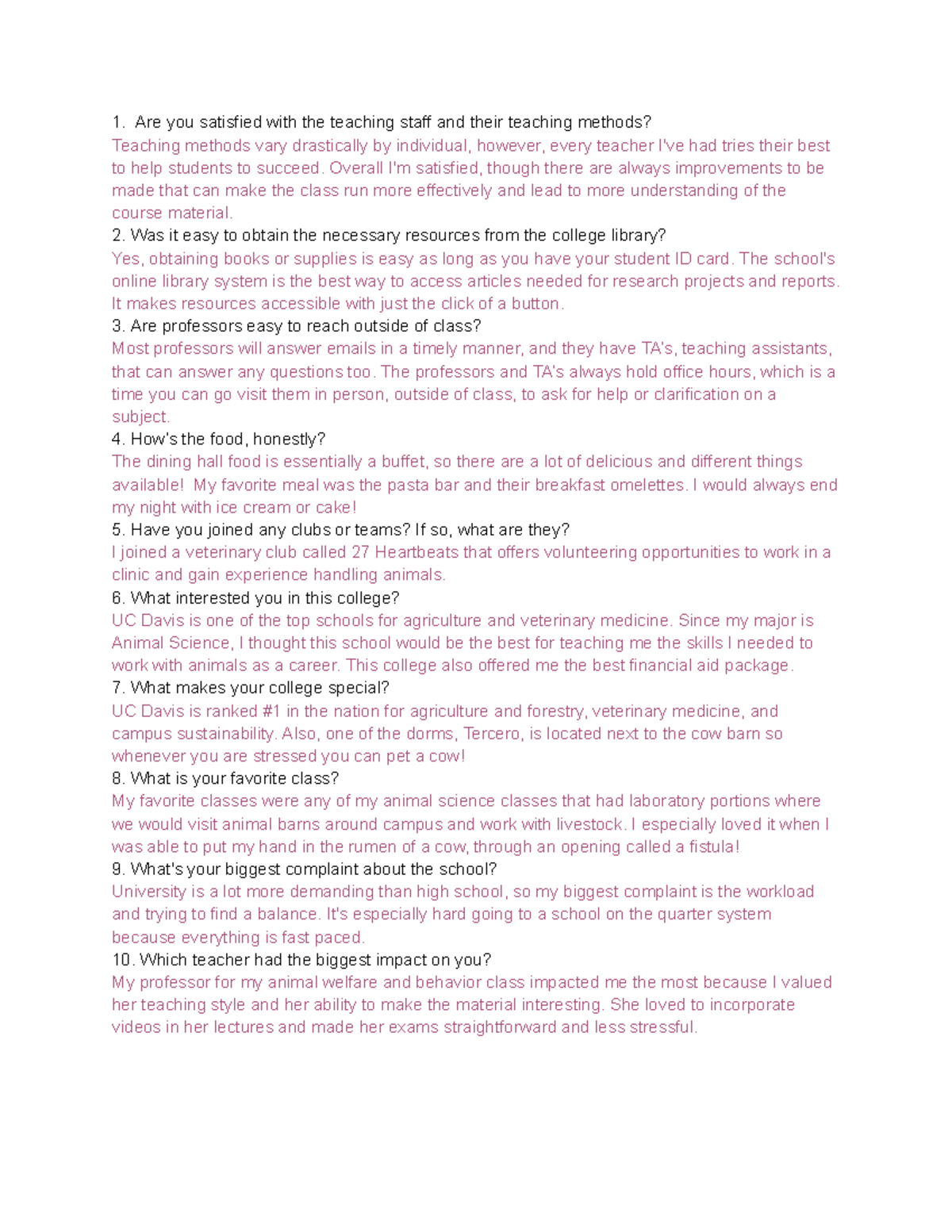 UC Davis Student Experience Feedback: Teaching, Resources & More - Studocu