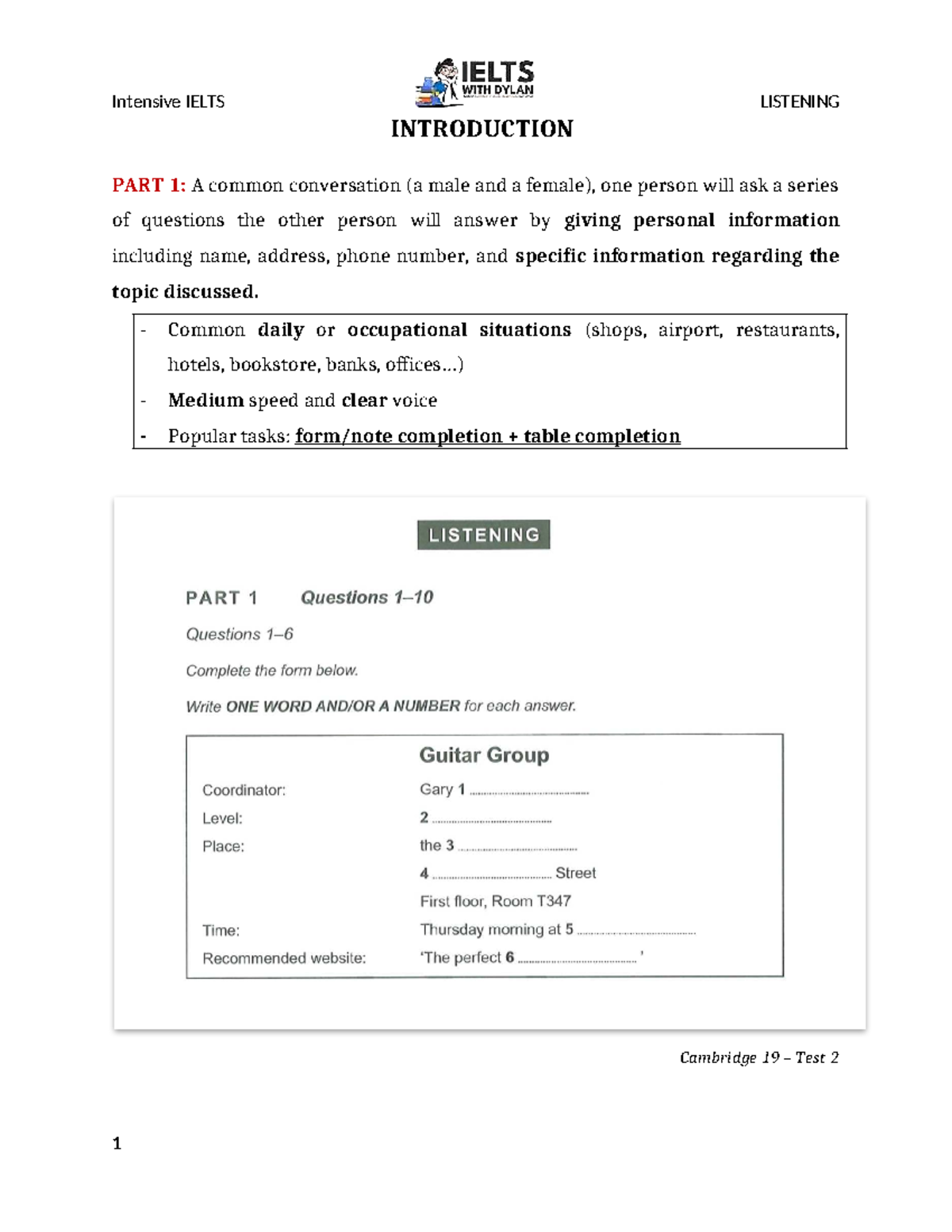 IELTS Listening: Lesson 1 Conversation & Academic Presentation - Studocu