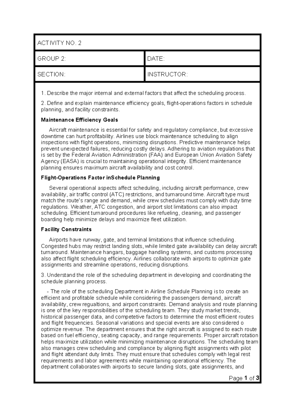 Activity NO. 2 ( Atecoman) - ACTIVITY NO. 2 GROUP 2 : DATE: SECTION: INSTRUCTOR: Page 1 of 3 1 ...
