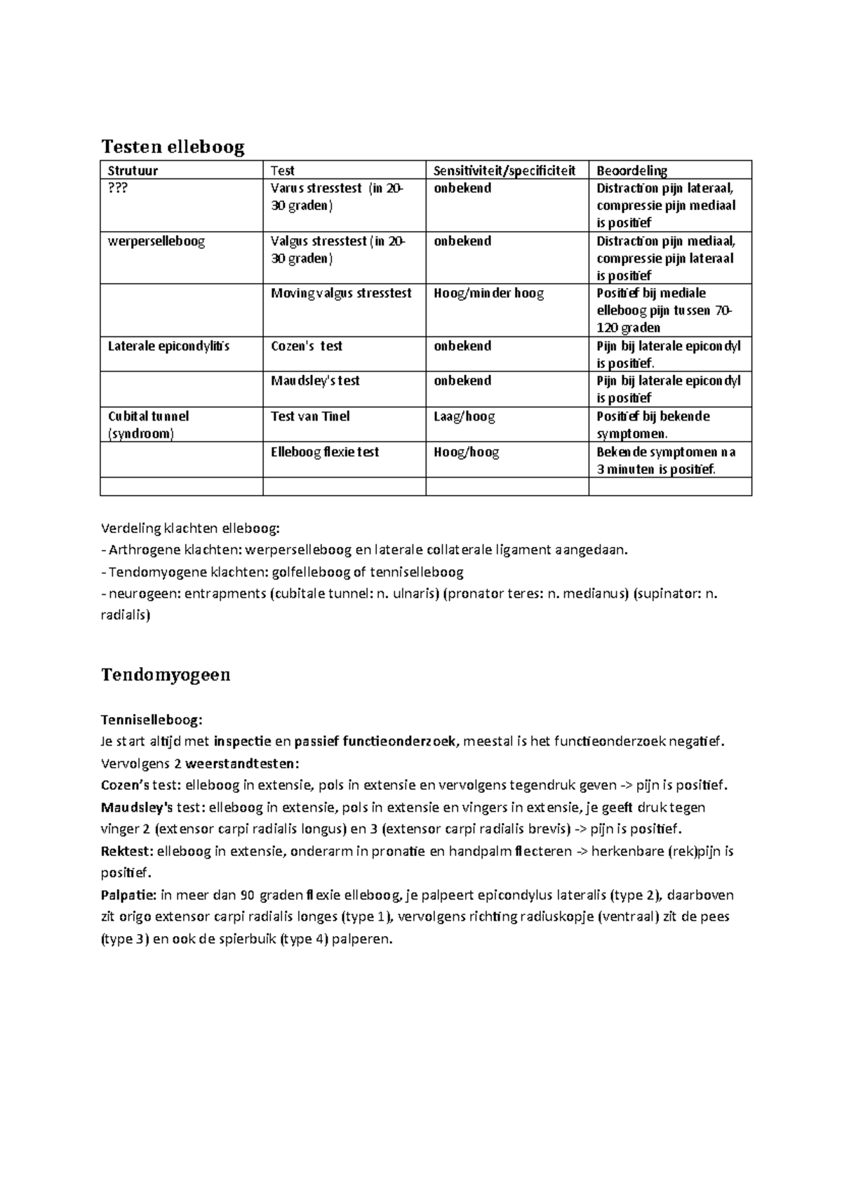 Testen van elleboog, enkel, heup, knie, pols en schouder (Fysiotherapie ...