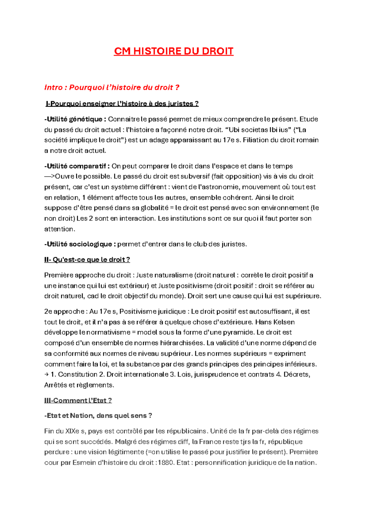 CM IHD - Introduction à l'Histoire du Droit : Semestre 1 2024/2025 - Studocu