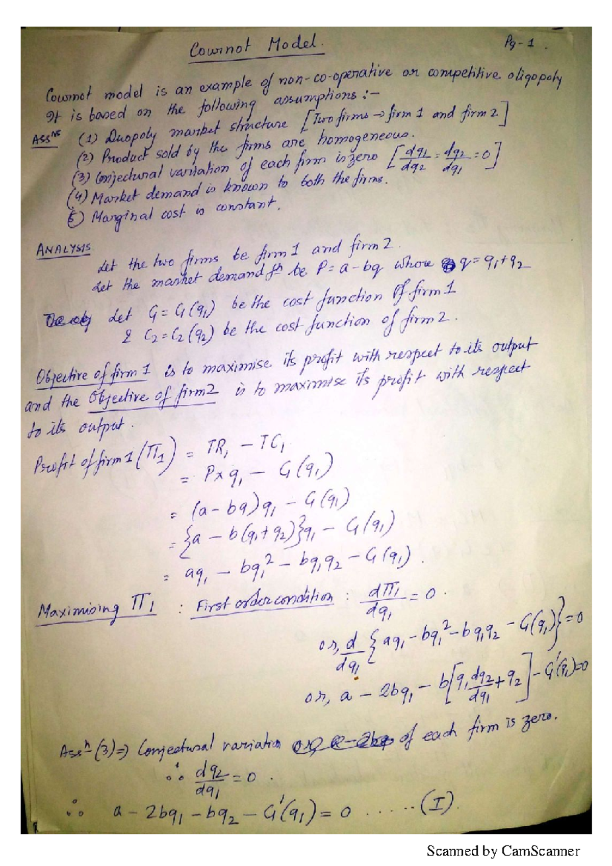 Cournot Model Analysis: Oligopoly and Cartel Dynamics - Studocu