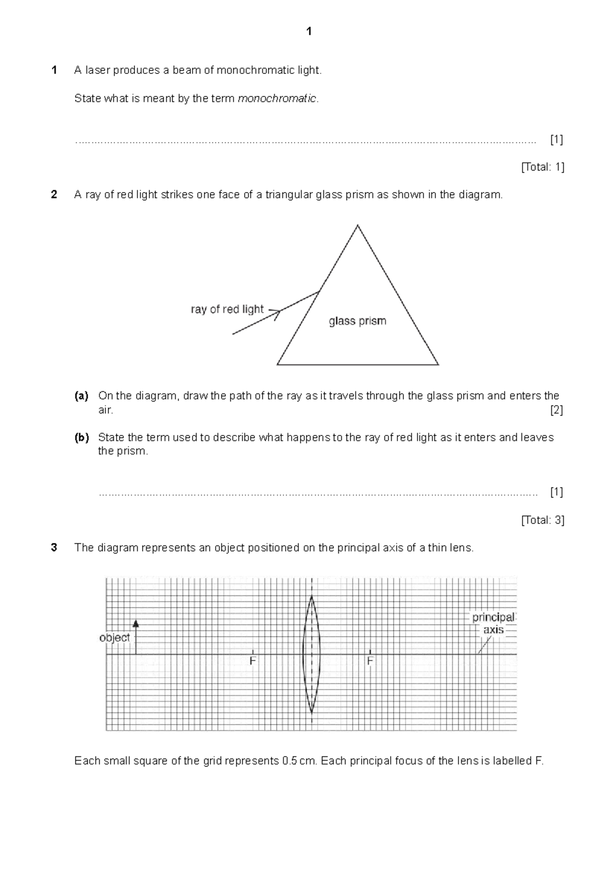 Light-3: Monochromatic Light and Lens Ray Diagrams Practice Problems ...