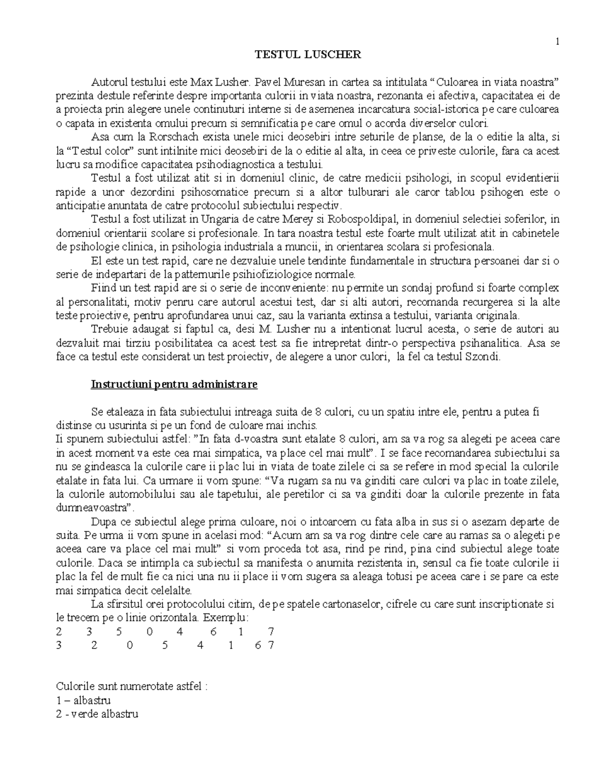 Testul Lusher: Interpretarea Culorilor și Semnificațiile Psihologice ...