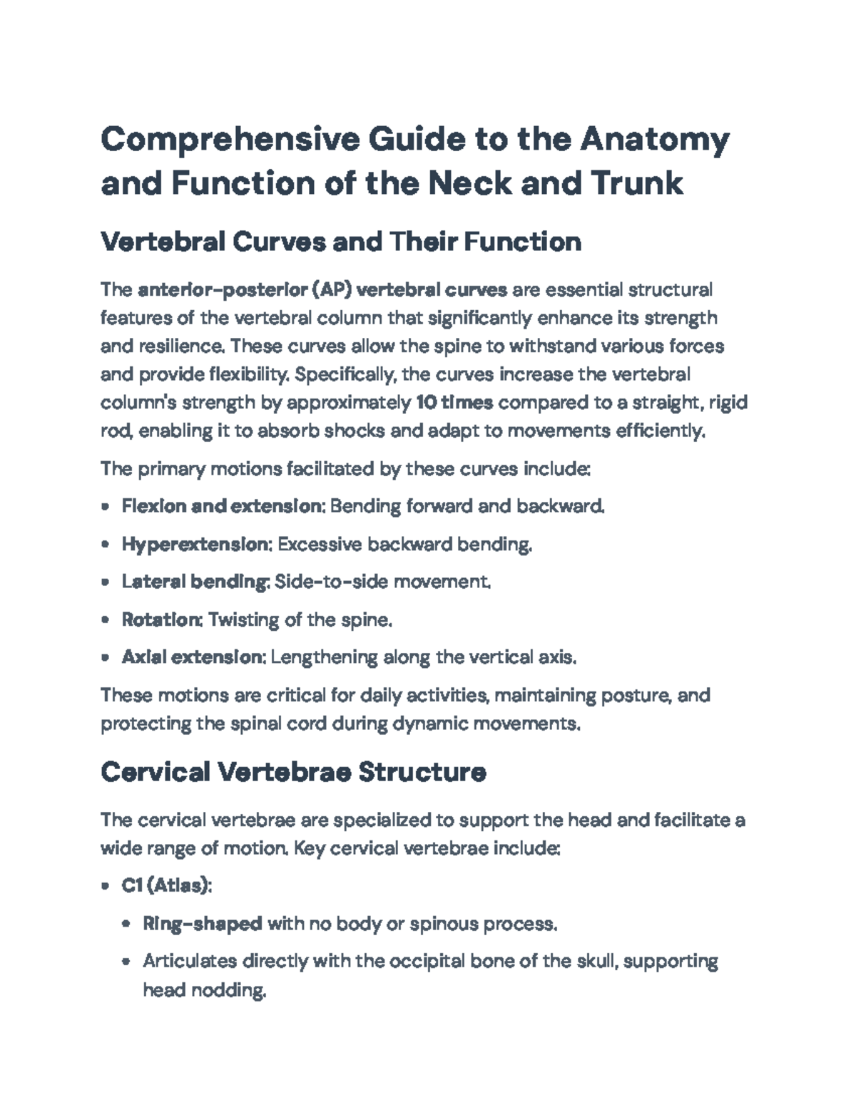 Comprehensive Overview of Neck and Trunk Anatomy and Functions (ANAT ...